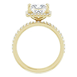 2 CT Princess Cut VVS1 Colorless Moissanite Engagement Ring Set for Women Bridal Ring Set Handmade Halo Moissanite Wedding Gifts Anniversary Promise for Women 925 Sterling Silver