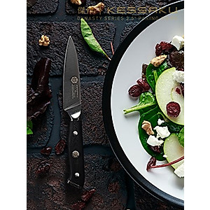 KESSAKU 4 Knife Set - Dynasty Series - Forged ThyssenKrupp German High Carbon Steel - 8-Inch Chef, 7-Inch Santoku, 5-Inch Utility, 3.5-Inch Paring