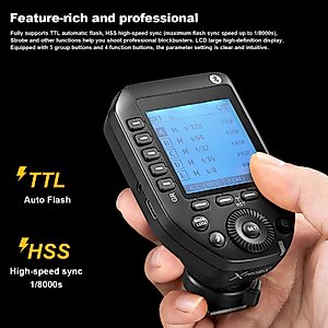 Godox XproII-N TTL Wireless Flash Trigger Transmitter,2.4G X System HSS 1/8000s,11 Customizable 5 Group Button,Bluetooth Connection,Multi-Flash Trigger Compatible for Nikon Cameras (XproII-N)