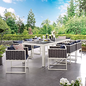 Modway Stance Outdoor Patio Woven Rope 9-Piece Dining Furniture Set