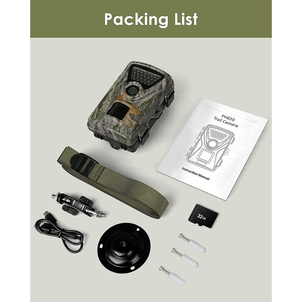 MAXDONE Trail Camera Hunting Camera Game - 1520P 28MP Trail Camera with Night Vision Motion Activated Waterproof IP66 Trail Cam 0.2s Trigger Time with 850nm Game Cameras and 2” LCD Wildlife Camera