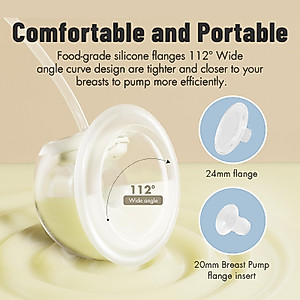 Phanpy Hands-Free Breast Pump E-Shine, Anti-Backflow Design, Smart LED Display with Various Emojis and Memory Function, Low Noise, 4 Modes 8 Levels Portable Wearable Breast Pump, 24mm&20mm Flange