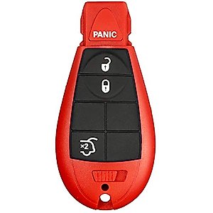 1 New Red Keyless Entry 5 Buttons Remote Start Car Key Fob Fobik Shell / CASE IYZC01C M3N5WY783X for Commander and Grand Cherokee - (No Electronics or Chip Inside)
