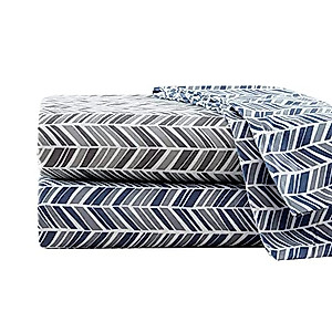 Madison Park - MPE20-469 Essentials Sheet Set Printed Ultra Soft, Full, Navy