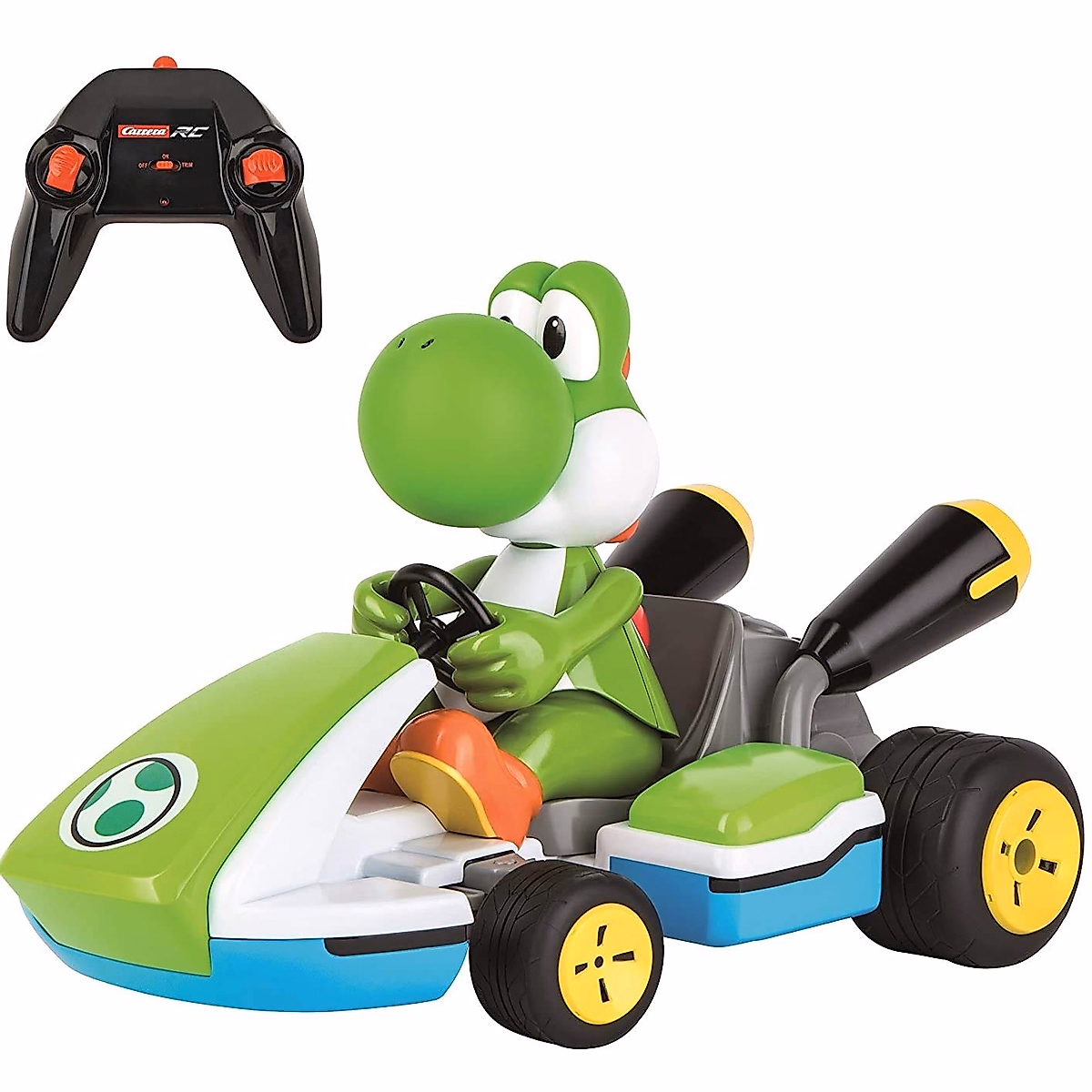 Carrera RC 370162108X Official Licensed Mario Kart Yoshi Race Kart 1:16 Scale 2.4 GHz Splash Proof Remote Control Car Vehicle with Sound and Body Tilting Action - Kid Toys