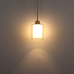 Dolaimi House 3 Pack 1 Light Indoor Hanging Kitchen Island Pendant Light 5" Clear Frosted Glass Chandelier Shade Fixture,Brushed Bronze Finish for Bar,Dining Room Over Sink