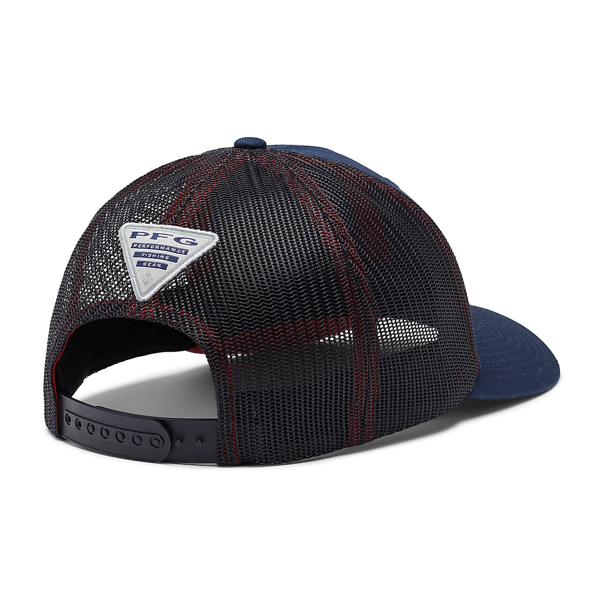 Columbia Men's PFG Fish Flag Snapback Ball Cap, Collegiate Navy, Sunset Red, One Size