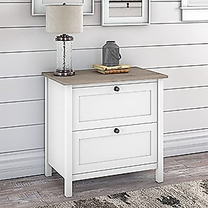 Bush Furniture Mayfield 2 Drawer Lateral File Cabinet, Pure White and Shiplap Gray
