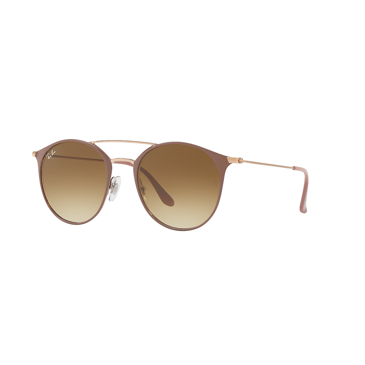 Ray-Ban RB3546 Round Sunglasses, Beige On Copper/Clear Gradient Brown, 49 mm