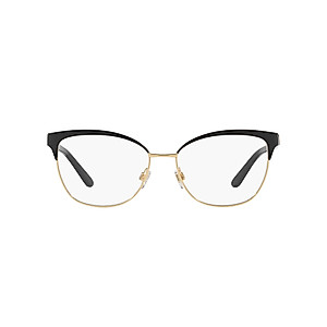 Ralph by Ralph Lauren Women's RL5099 Metal Cat Eye Prescription Eyeglass Frames, Black/Demo Lens, 52 mm