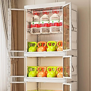 JH Spracely 470L Storage Bins with Lid,Stackable Storage Bins,4-Pack Stackable Storage bin for Closet, Collapsible Closet Organizer with Wheels,Easy to Clean&Assemble