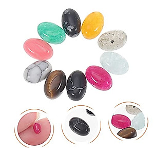 Gemstone Beads 20pcs Oblate Handmade Jewelry DIY Crafts Round Crystal Beads Oval Gemstone Crystal for Jewelry Making Jade Stone DIY Flat Gemstones DIY Charms Natural
