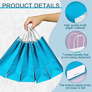 Kosiz 100 Pcs Small Gift Bags with Handles Bulk Include 50 Pcs Paper Bags and 50 Pcs Tissue Papers for Christmas Holiday Birthday Baby Shower Wedding Party Supplies Gifts(Blue)