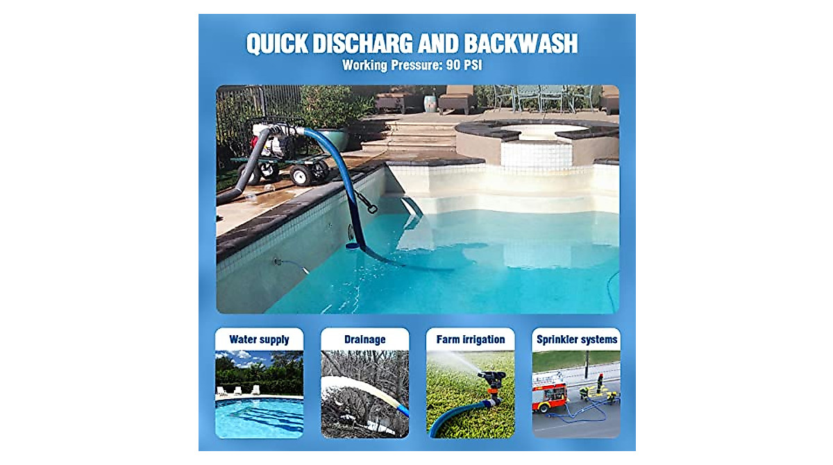 1.25" Dia x 50 ft Discharge and Backwash Hose for Swimming Pools, Heavy ...