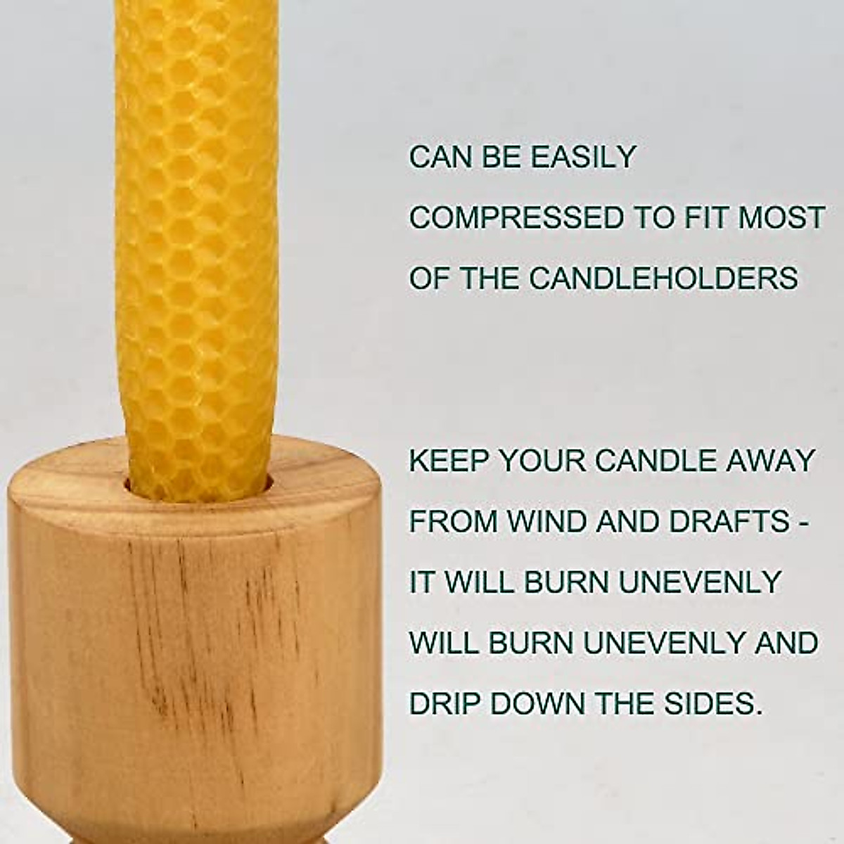 8PCS 9" Hand-Rolled Beeswax Taper Candles, Real Pure Beeswax, Handmade Honeycomb Candles, Flat Top, Brown Raw