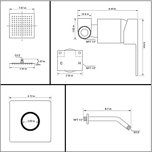 Oil Rubbed Bronze Shower Faucet GGStudy Single Function Shower Trim Kit with Rough-in Valve Shower Set Bath Rainfall Shower Faucet System 8inch Square Stainless Steel Metal Shower Head