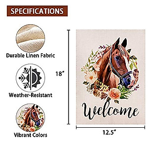 Welcome Horse Garden Flag 12.5x18 Inches Vertical Double Sided Farmhouse Burlap Yard Outdoor Décor