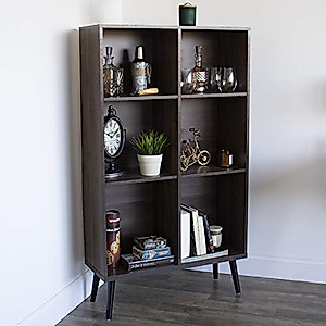 Humble Crew Bookcase with Adjustable Shelving Storage Bookshelf, Dark Wood/Black