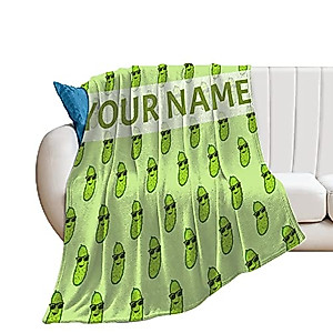 MEETUHONEY Custom Pickles Blanket Gifts, 40"*50" Flannel Blanket for Girls Boys Soft Cozy Lightweight, Cute Pickle Throw Blanket for Couch Bed Sofa