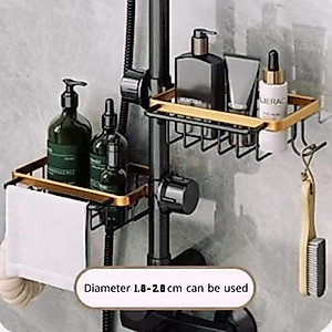Kitchen Sink Rack Faucet Sponge Holder Over The Sink Organizer Faucet Rack with Hook，A Free Dishcloth Note：Round Pipe with Diameter 0.7-1.1 Inchs Can Be Used（Aluminum,Single Right Blackgolden）