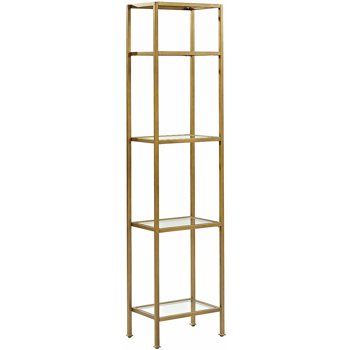 Crosley Furniture Aimee Narrow Bookshelf with Glass Shelves, Bookcase Storage, Gold and Glass