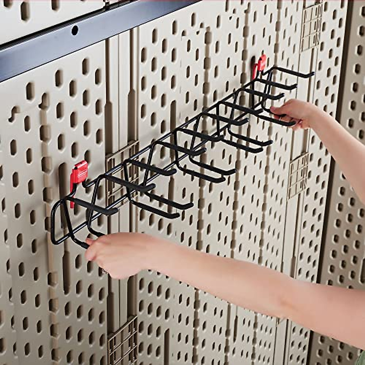 Rubbermaid 34 Inch Heavy Duty Backyard Garden Tool and Sports Equipment Storage Rack for Sheds