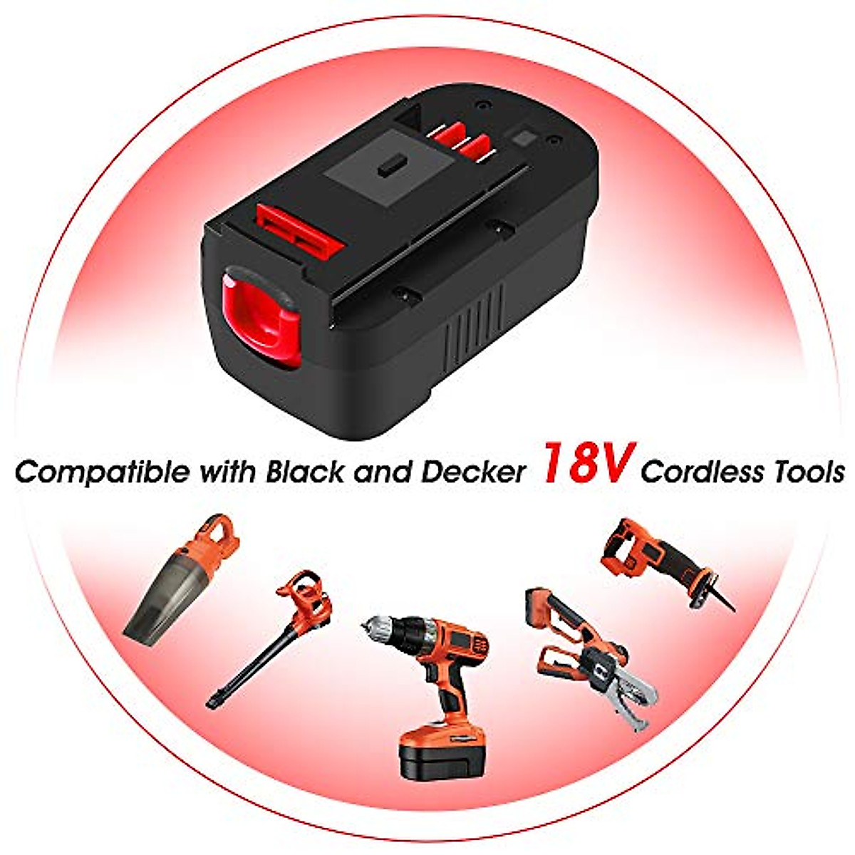 Upgraded to 3.6Ah Ni-Mh HPB18 Replacement for Balck and Decker 18 Volt Battery Compatible with Black and Decker 18V HPB18 244760-00 A1718 FS18FL FSB18 Firestorm 18 Volt Cordless Power Tools (Black)