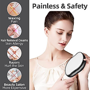 Sync It Up Crystal Hair Eraser for Women and Men, Magic Crystal Hair Removal for Back Arms Legs, Painless Exfoliation Washable & Reusable Epilator for Smooth Skin (Black)