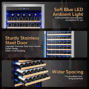 Wine Fridge Freestanding,173 Bottles 24 Inch Wine Cooler Refrigerator, Tall Wine Fridge with Compressor Low Noise Fast Cooling, Upgraded Door Handle Larger Capacity Wine Cellars