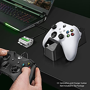 2 Pack Rechargeable Controller Battery Pack for Xbox One/Xbox Series X S with 4 Battery Cover (White) Play and Charge Kit with Micro USB Charging Cable for Xbox 1 S/X/Elite Wireless Remote