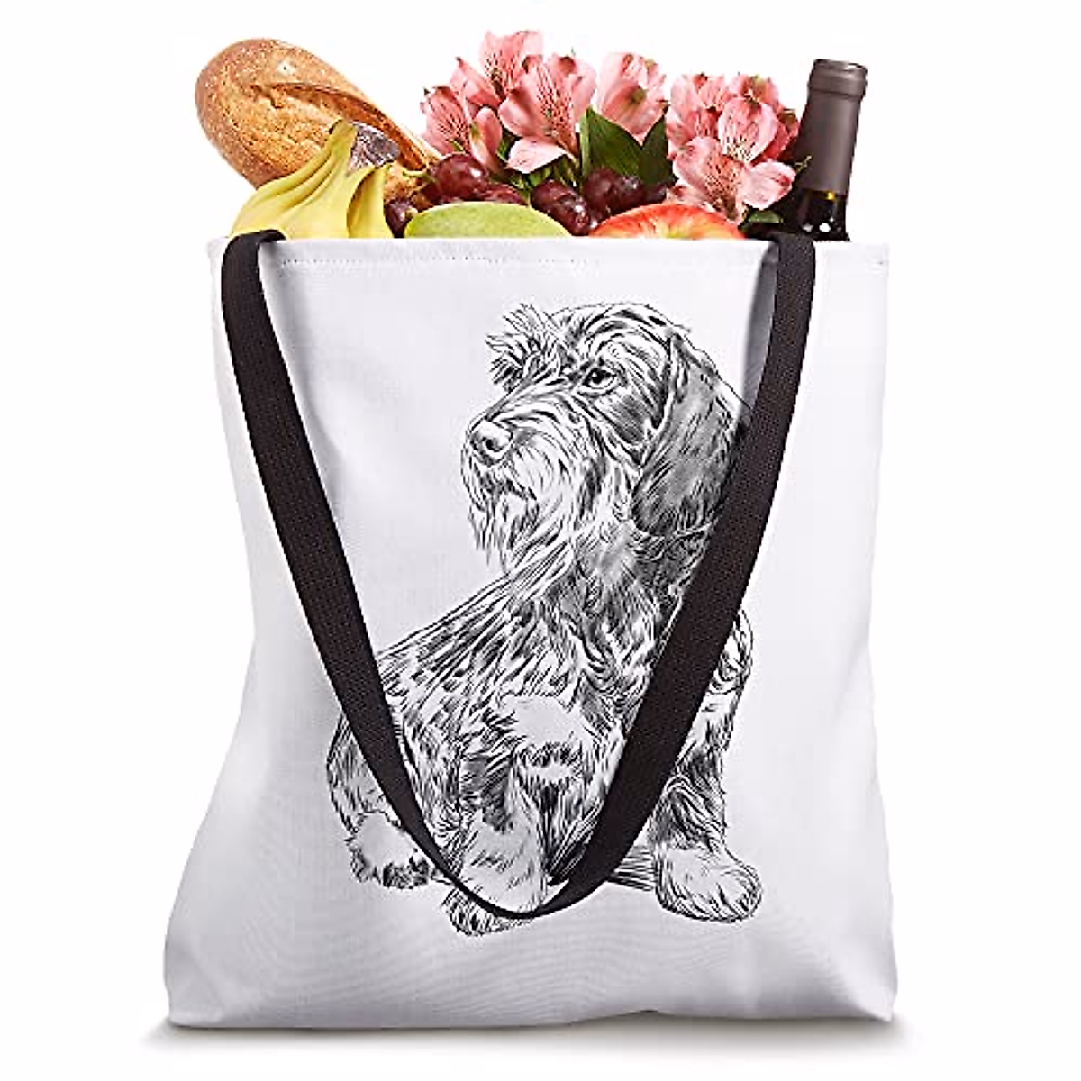 Sitting Dog Wirehaired Dachshund Tote Bag