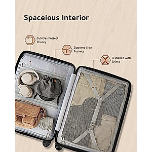 LUGGEX Pink Carry On Luggage 22x14x9 - PC Expandable Hard Shell Suitcase with Spinner Wheels