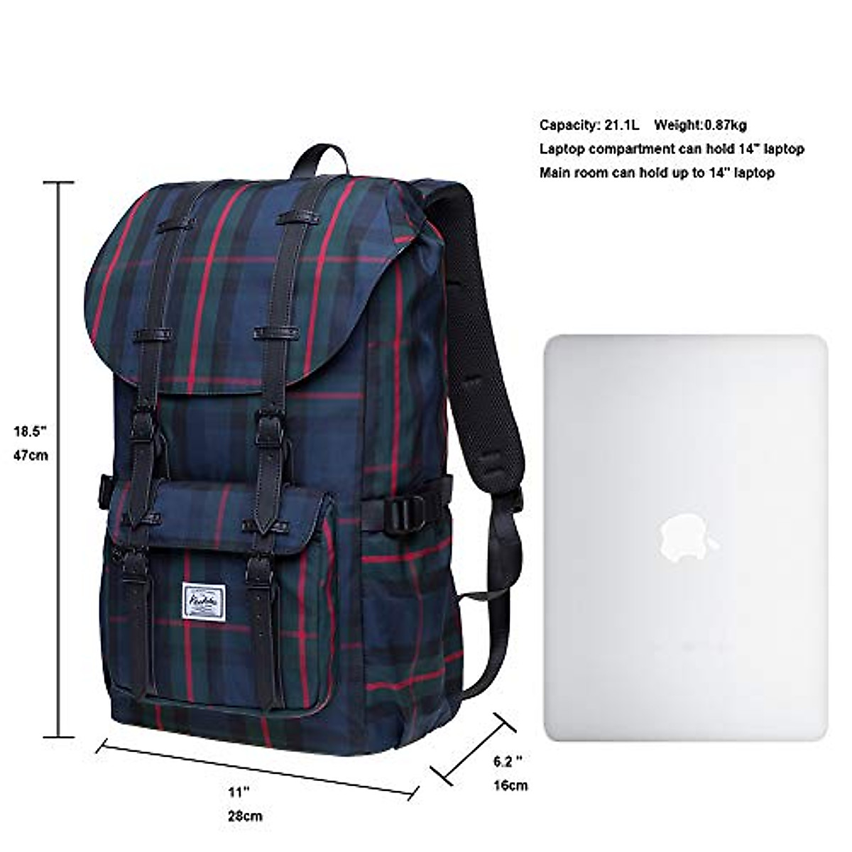 KAUKKO Laptop Travel Backpack, Outdoor Rucksack Fits 15.6 Inch Laptop(15-black)