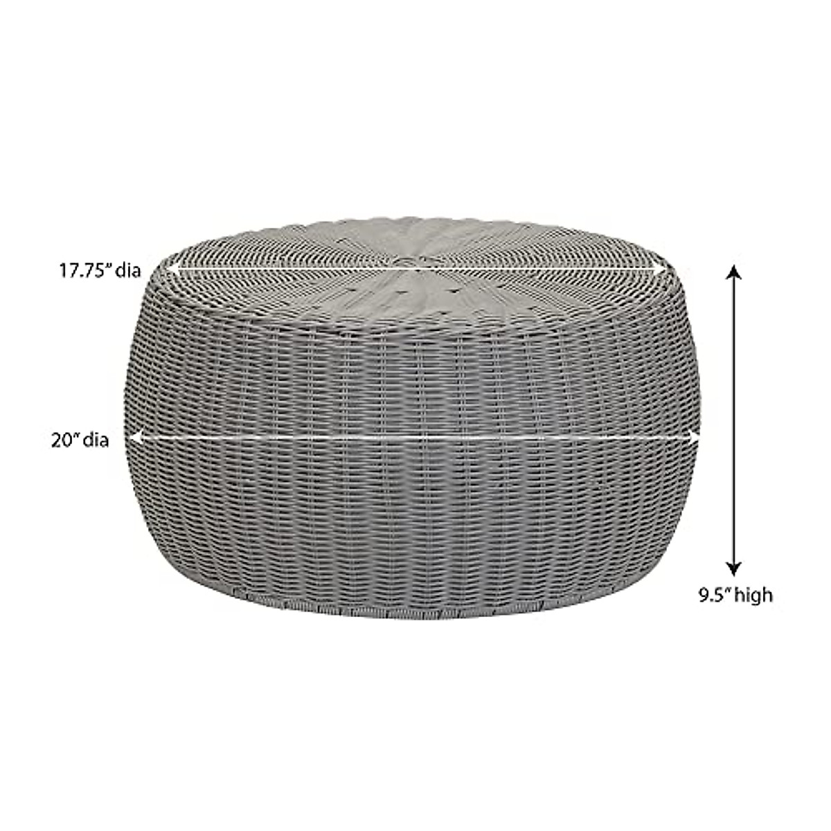 Household Essentials Gray Wicker Patio Ottoman Footstool