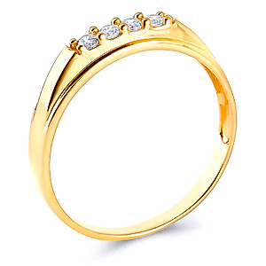TWJC Ladies 14k Yellow Gold Engagement Ring and Wedding Band Bridal Set - Size 6 (RG222EB)