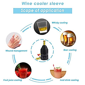 Wine Cooler Sleeve with Protector Instant Cooling and Keeps Your Drink Cold Keep Cool and Chill Champagne Wine (Black)