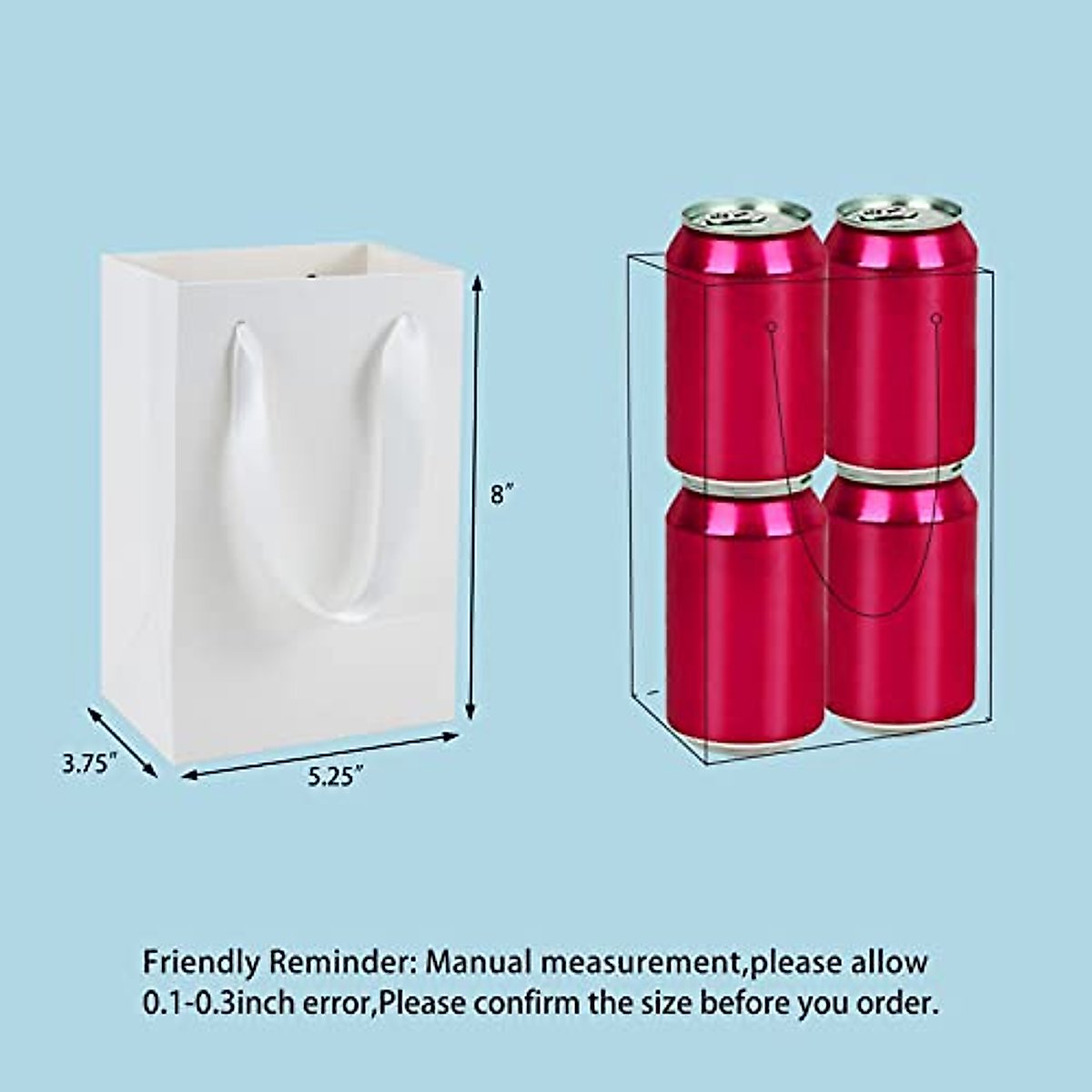 HUAPRINT White Paper Bags,White Gift Bags,Shopping Bags with Handles,30 Pack Small Gift Bags 5.25x3.75x8inch,Retail Bags,Party Favor Bags,Merchandise Business Bags,Wedding Bags