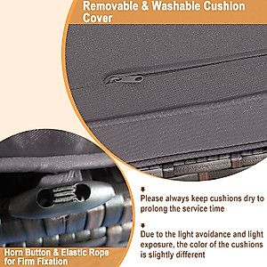 MEDIMALL Patio Wicker Ottoman Set of 2, Multipurpose Outdoor Footstool w/Removable Cushions, Rattan Side Table w/Storage, Footstool Ottoman Seat for Garden, Backyard, Poolside (Gray)