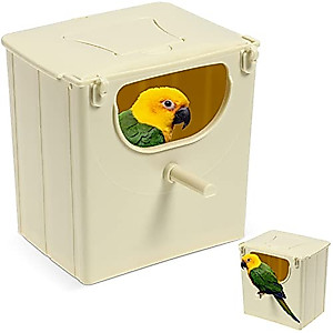 POPETPOP Parakeet Nesting Box, Bird Nest Breeding Box Bird Hut Cage Mounted Plastic Nesting Boxes for Cockatiel Budgie Parrot 2Pcs Bird Cage