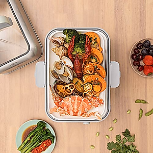 BUYDEEM G563 5-Quart Electric Food Steamer for Cooking, One Touch Vegetable Steamer, Digital Multifunctional Steamer, Quick Steam in 60s, Stainless Steel Steamer Tray & Glass Lid, Cozy Greenish, 1500W