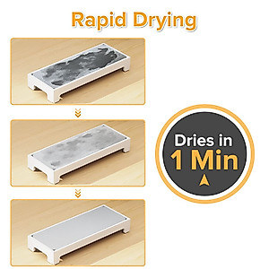 Sink Caddy, EnjoyNest Instant Dry Sink Organizer Sponge Soap Holder for Kitchen Sink Bathroom Countertop Fast Drying Rack Counter Tray Water Absorbing Stone Pedestal Stand Riser for Bottle Brush-White