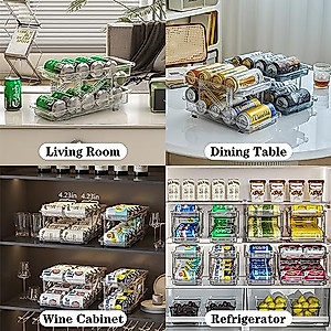 GTPYRPZH 2 Pack Soda Can Organizer,Width Adjustable Soda Can Dispenser for Refrigerator,Beverage Pop Can Holder for Fridge,for Pantry,Cabinet,Countertop,(Clear)