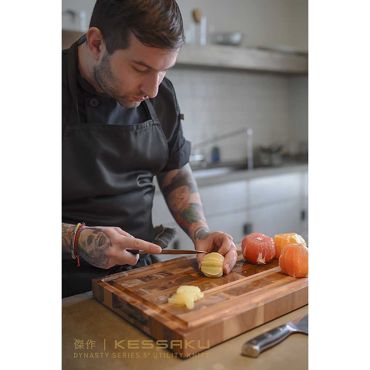 KESSAKU Utility Knife - 5 inch - Dynasty Series - Razor Sharp Kitchen Knife - Forged ThyssenKrupp German High Carbon Stainless Steel - G10 Garolite Handle with Blade Guard