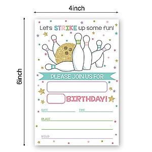 LoaHak Bowling Birthday Invitation, Bowling Invitation, bowling party favors for kids, birthday party invitations. (010)