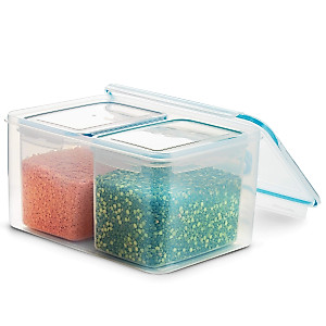 Komax Biokips Extra Large Rice Container – Airtight Food Storage Containers for Rice, Baking Supplies, or Dry Food – 48.6 Cups Rice Dispenser w/Handle + 2 Nestable 15.2 Cups Food Containers (3-Pack)