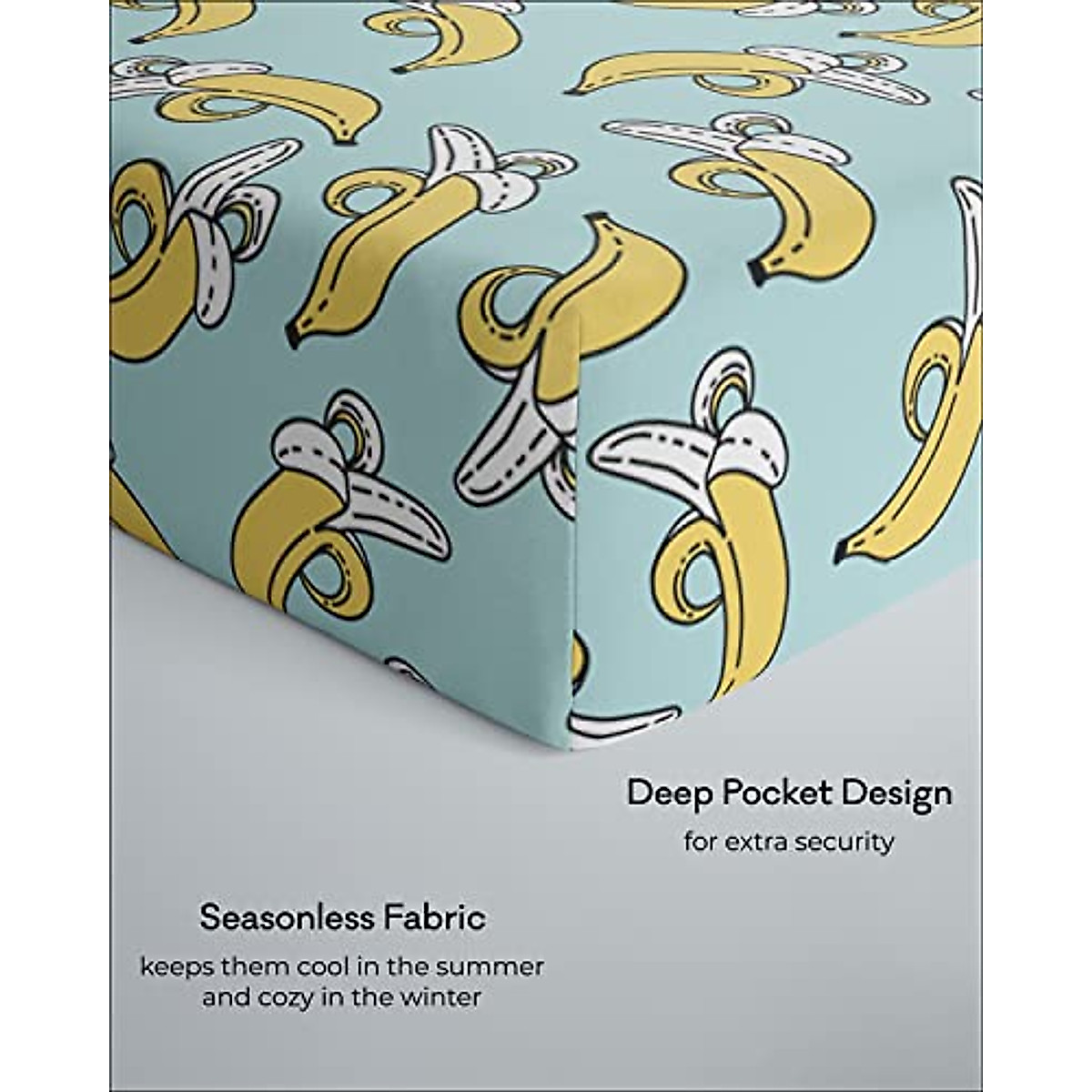 Little Sleepies Fitted Crib Sheet, Bamboo Viscose, Fully Elasticized, Bananas