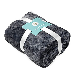 MOOFUN Faux Fur Throw Blanket- 60 x 80 inches, Soft Fluffy Cozy Warm Fuzzy Machine Washable, Durable Blanket for Couch and Bed - Grey