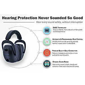 Pro Ears - Pro Tac Mag Gold - Military Grade Electronic Hearing Protection and Amplification - NRR 30 - Range Ear Muffs - Lithium 123a Batteries - Green