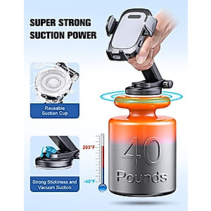 Ruiwwo Phone Mount for Car Dashboard & Windshield, [Super Suction & Never Fall Off] Cell Phone Holder Car, Hands Free Car Phone Holder Mount Compatible with iPhone Samsung All 4-7" Smartphones