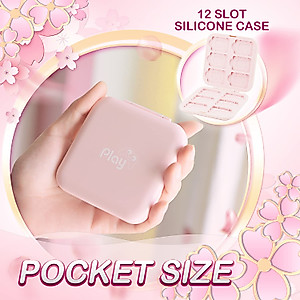 PlayM Pink Carrying Case & Accessories Bundle for Nintendo Switch, Cute Accessories Kit with Protective Cover, Screen Protector, Adjustable Stand, Game Card Case, Thumb Grips & Charger Cable for Girls